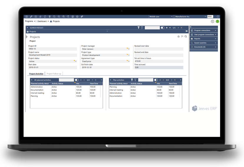 Jeeves ERP | Et forretningssystem (ERP) for mellomstore bedrifter
